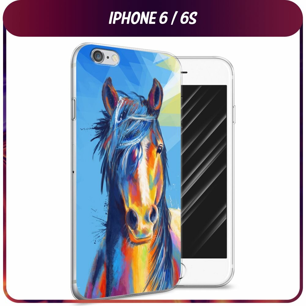 Силиконовый чехол на Apple iPhone 6 / Айфон 6 с принтом "Лошадь арт 3"