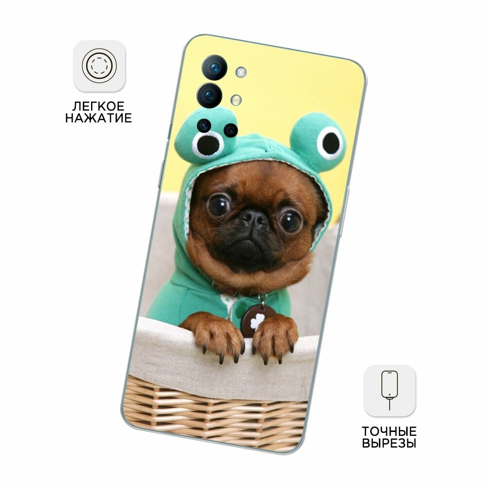 Чехол на OnePlus 9R / ВанПлас 9R с принтом "Собачка в шапке лягушки" — фото 1
