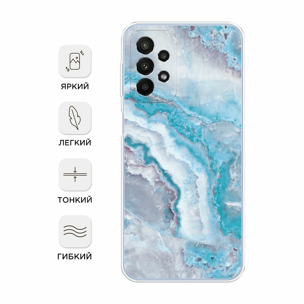 Чехол на Samsung Galaxy A23 / Самсунг Галакси А23 с принтом "Нежно-голубой мрамор" — фото 1