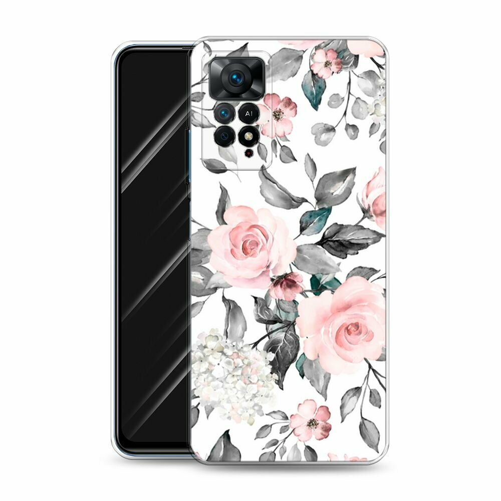 Чехол на Xiaomi Redmi Note 11E Pro / Сяоми Редми Нот 11E Pro Про с принтом "Розы на белом" — фото 1