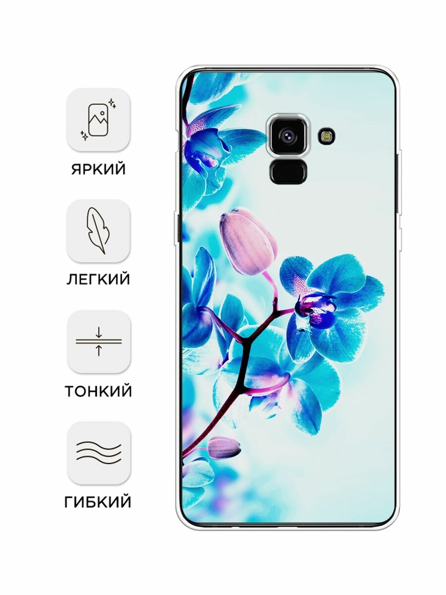 Чехол на Samsung Galaxy A8 + / Самсунг Галакси А8 Плюс 2018 с принтом "Голубая орхидея" — фото 1