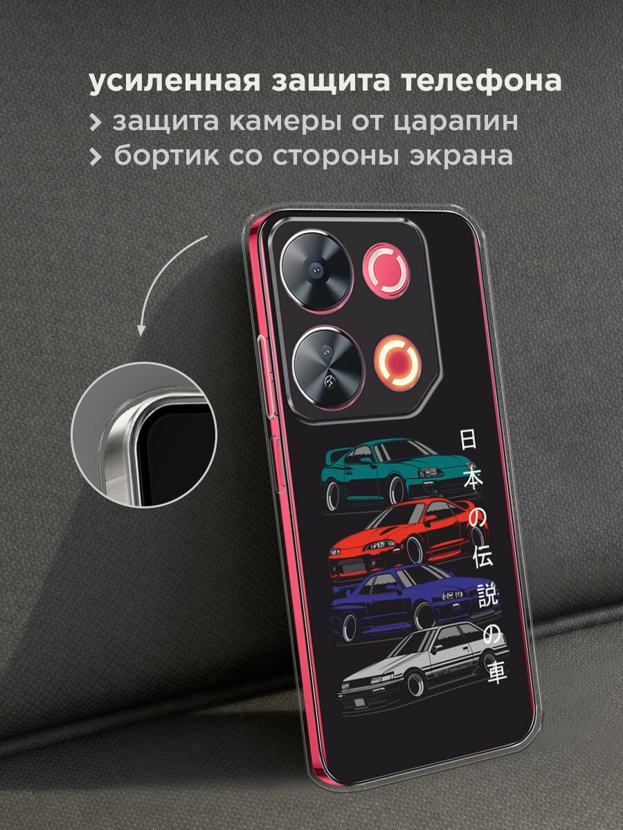 Силиконовый чехол на Itel P65 / Ител P65 с принтом "JDM Legend cars" — фото 1