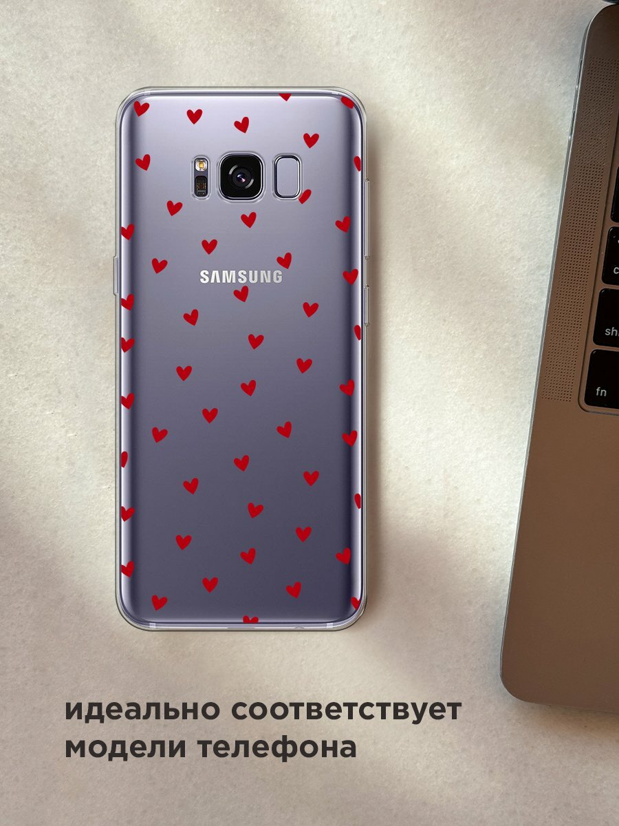 Чехол на Samsung Galaxy S8 + / Самсунг Галакси С8 Плюс с принтом "Red hearts", прозрачный — фото 1