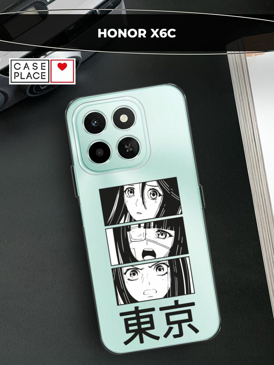 Чехол на Honor X6c / Хонор X6c с принтом "Tokyo girls", прозрачный