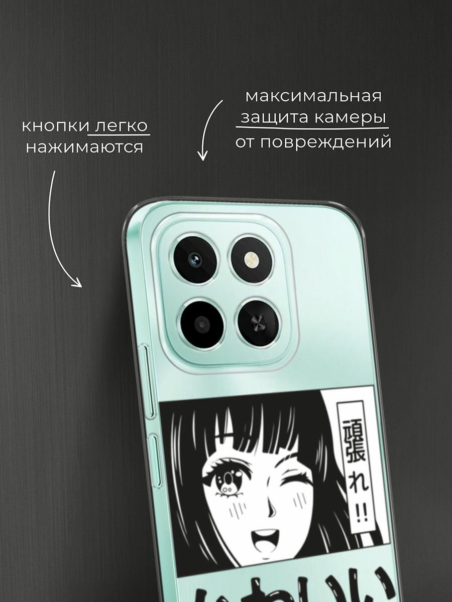 Чехол на Honor X6c / Хонор X6c с принтом "Cute anime girl", прозрачный — фото 1