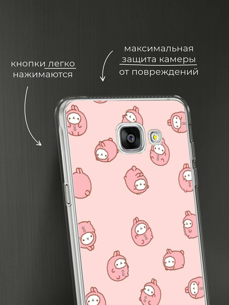 Чехол на Samsung Galaxy A5 2016 / Самсунг Галакси А5 2016 с принтом "Зайчики в капюшонах" — фото 1