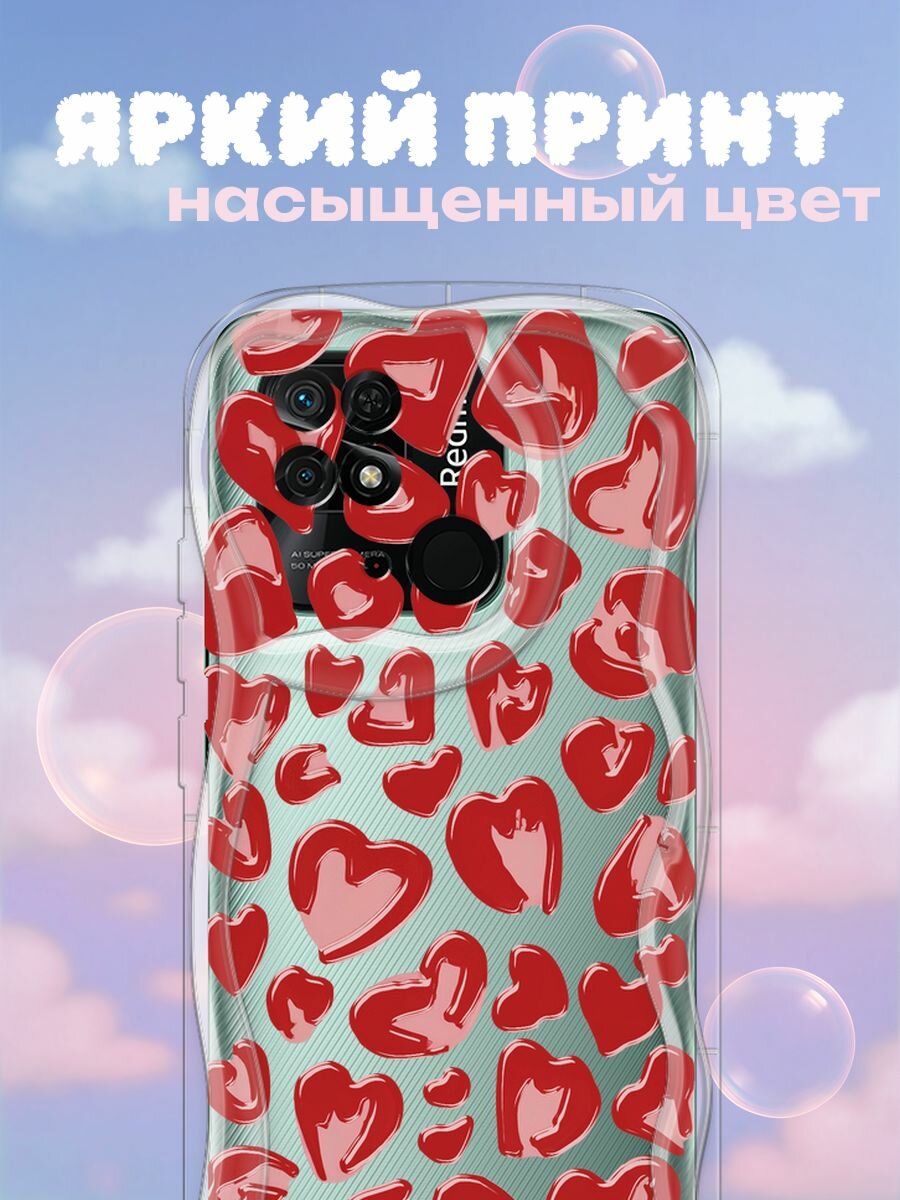 Чехол на Xiaomi Redmi 10C / Редми 10С с принтом Множество красных сердец — фото 1