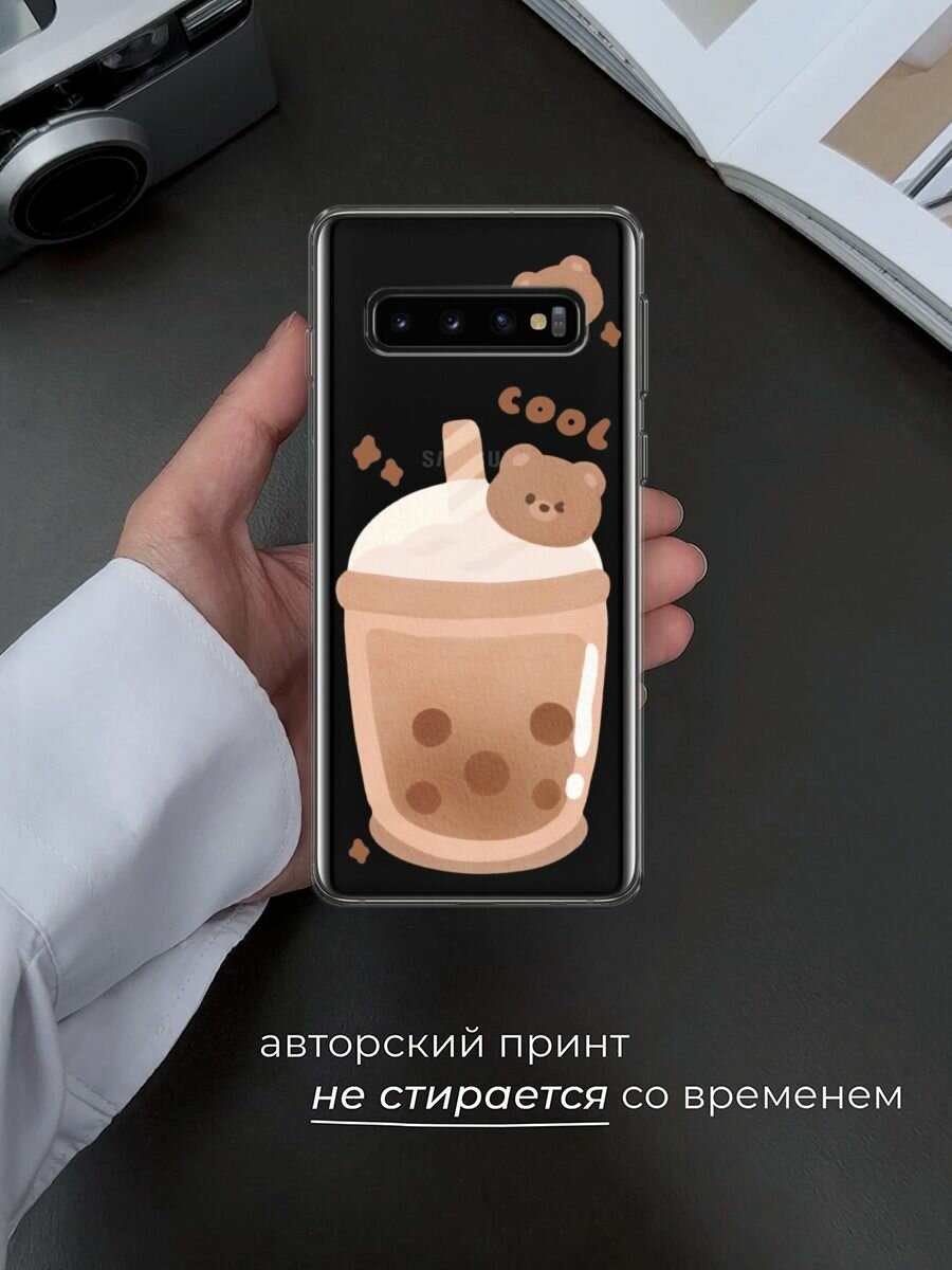 Чехол на Samsung Galaxy S10 + / Самсунг Галакси S10 Плюс с принтом "Кофе 2", прозрачный — фото 1