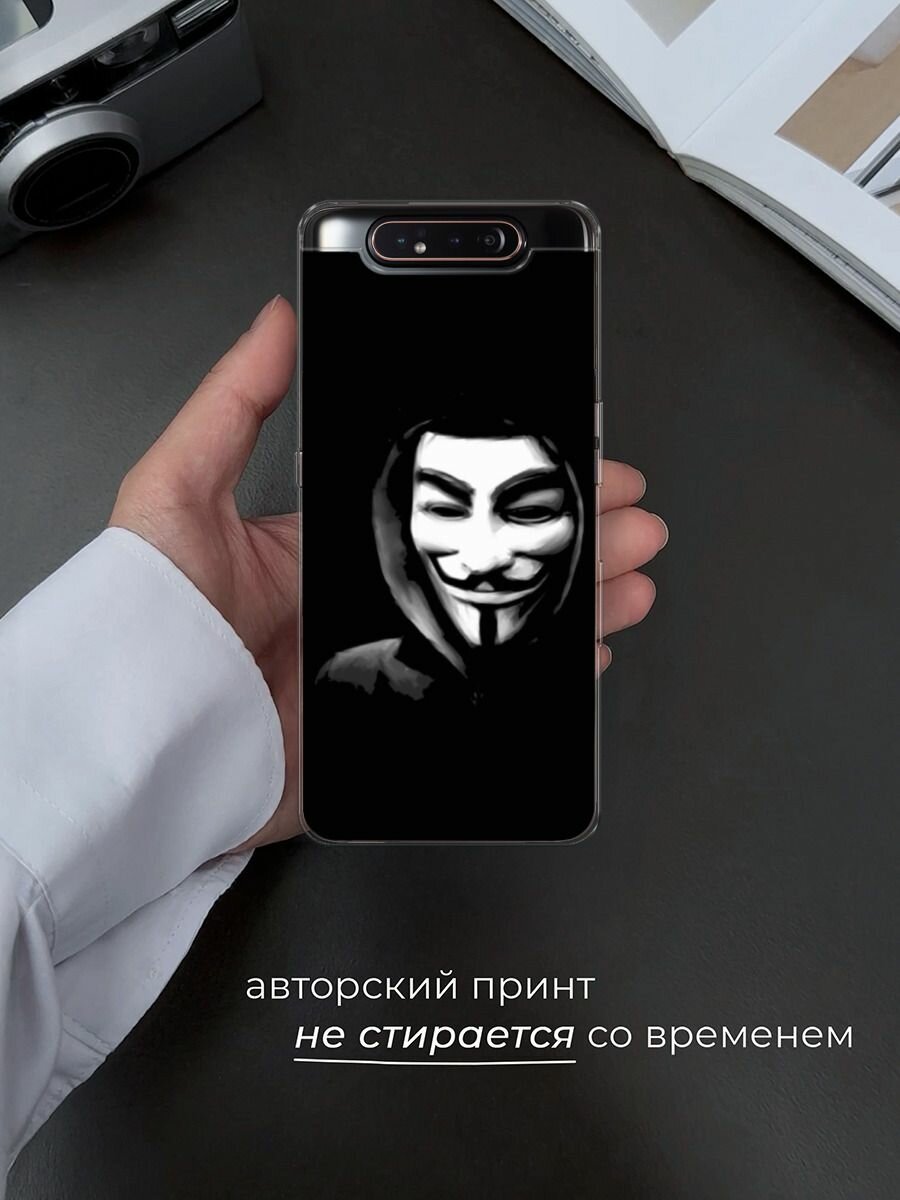 Чехол на Samsung Galaxy A80 / Самсунг Гэлакси A80 с принтом "Анонимус" — фото 1