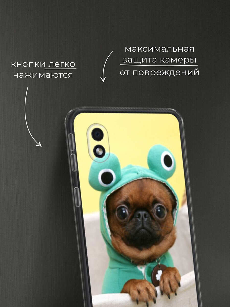 Чехол на Samsung Galaxy A01 Core / Самсунг Галакси А01 Core с принтом "Собачка в шапке лягушки" — фото 1