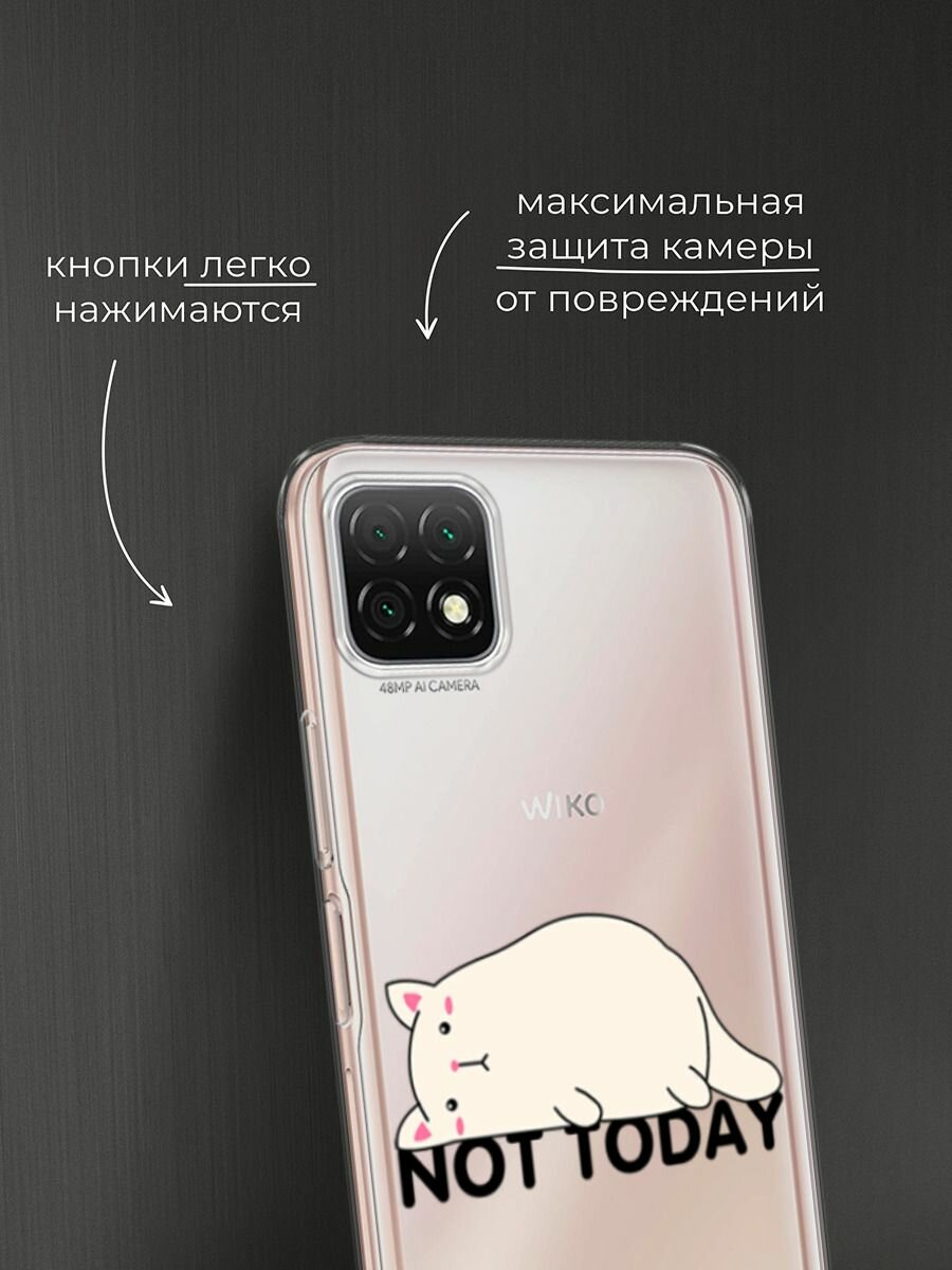 Чехол на Wiko T3 / Вико Т3 с принтом "Cat not today", прозрачный — фото 1
