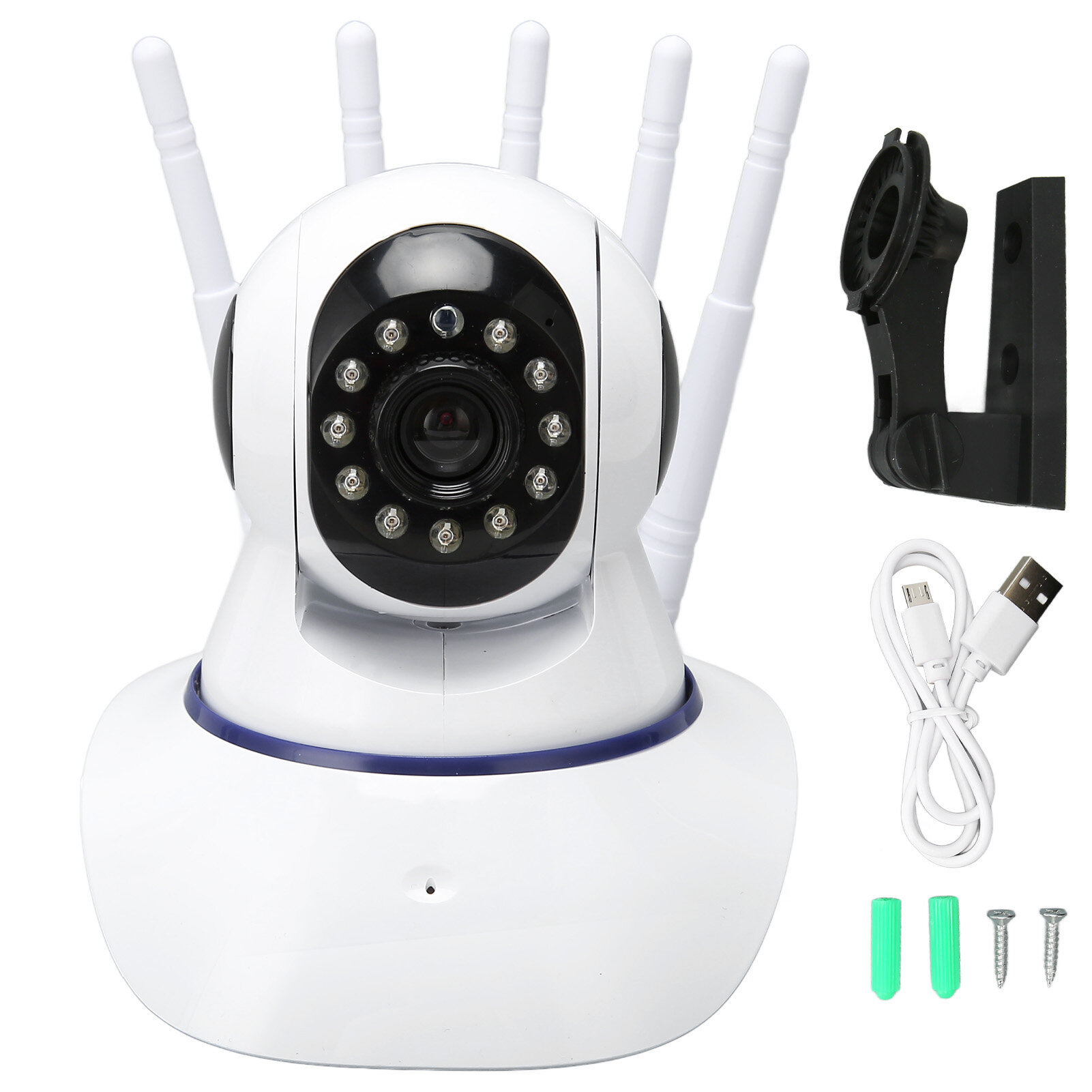 Wi-fi домашняя камера hd ночное видение 360 градусов вращение 5 антенн умная безопасность для помещений
