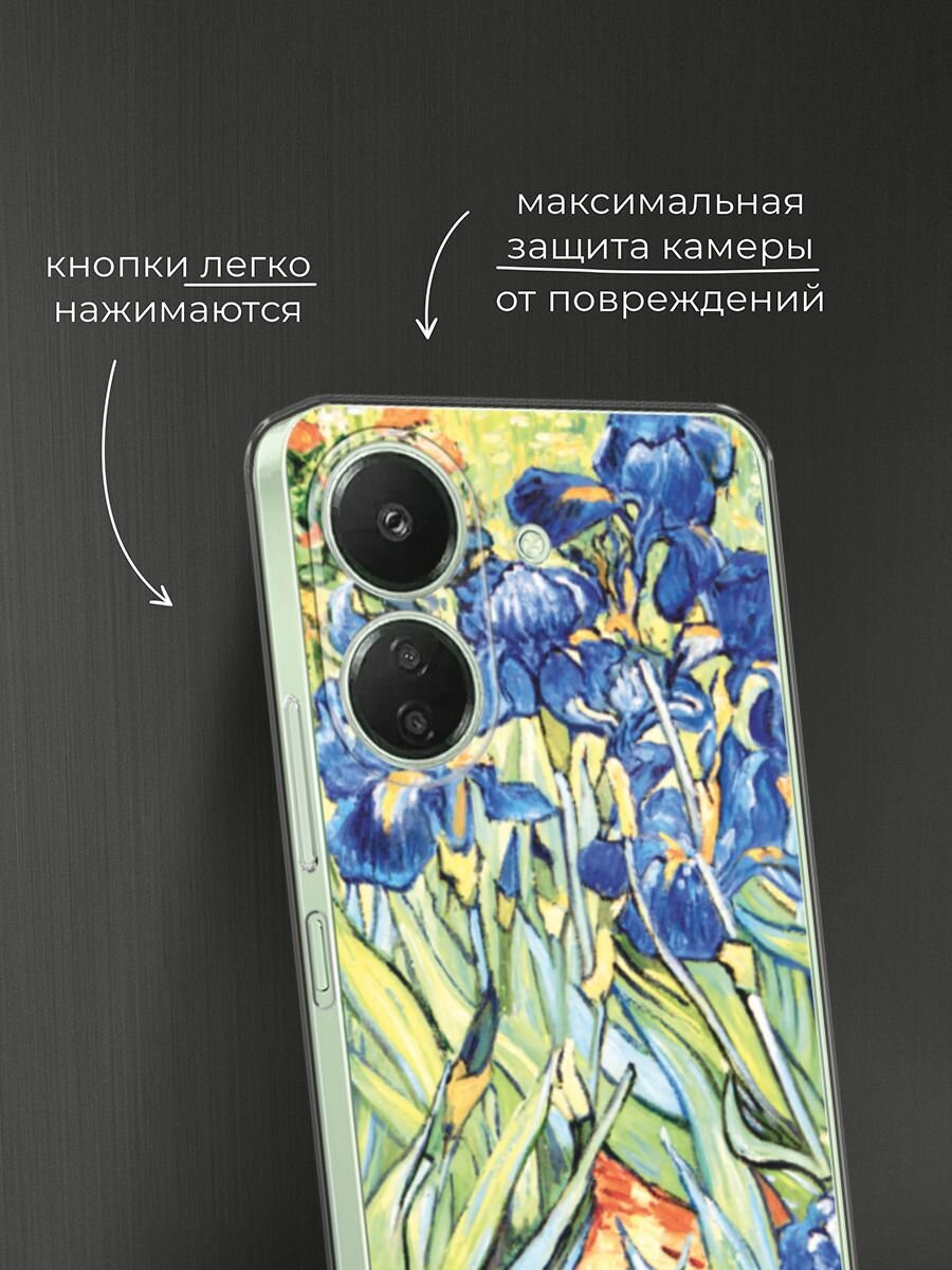 Чехол на Xiaomi Redmi 13C/Poco C65 / Сяоми Редми 13C/Поко С65 с принтом "Ирисы Ван Гог" — фото 1