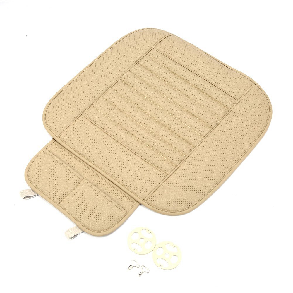 1PZ Nuovo Бежевый PU Pelle Coprisedili Copri Sedili Cuscino Per Auto Seduta Sedile