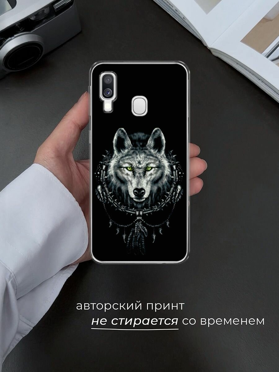 Чехол на Samsung Galaxy A40 / Самсунг Галакси А40 с принтом "Волк оберег" — фото 1
