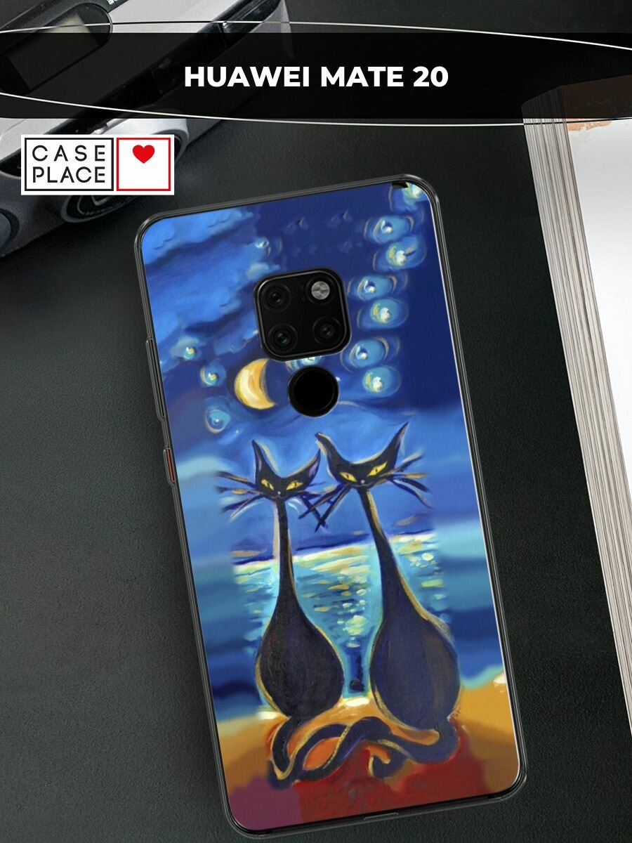 Чехол на Huawei Mate 20 / Хуавей Мате 20 с принтом "Влюбленные котики 7"