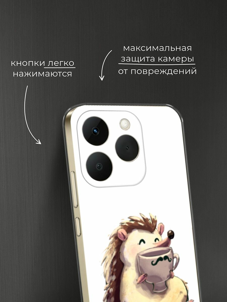 Силиконовый чехол на Realme 15T / Реалми 15Т с принтом "Еж кофеман" — фото 1