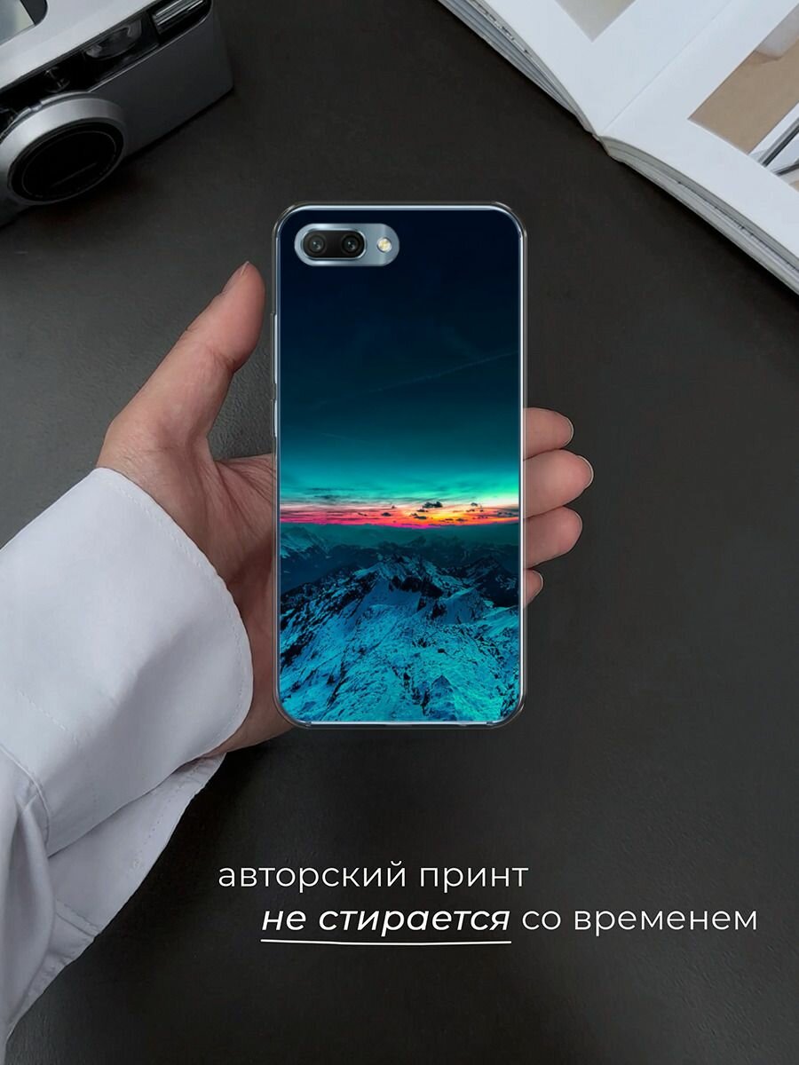 Силиконовый чехол на Honor 10 / Хонор 10 с принтом "Закат в горах" — фото 1