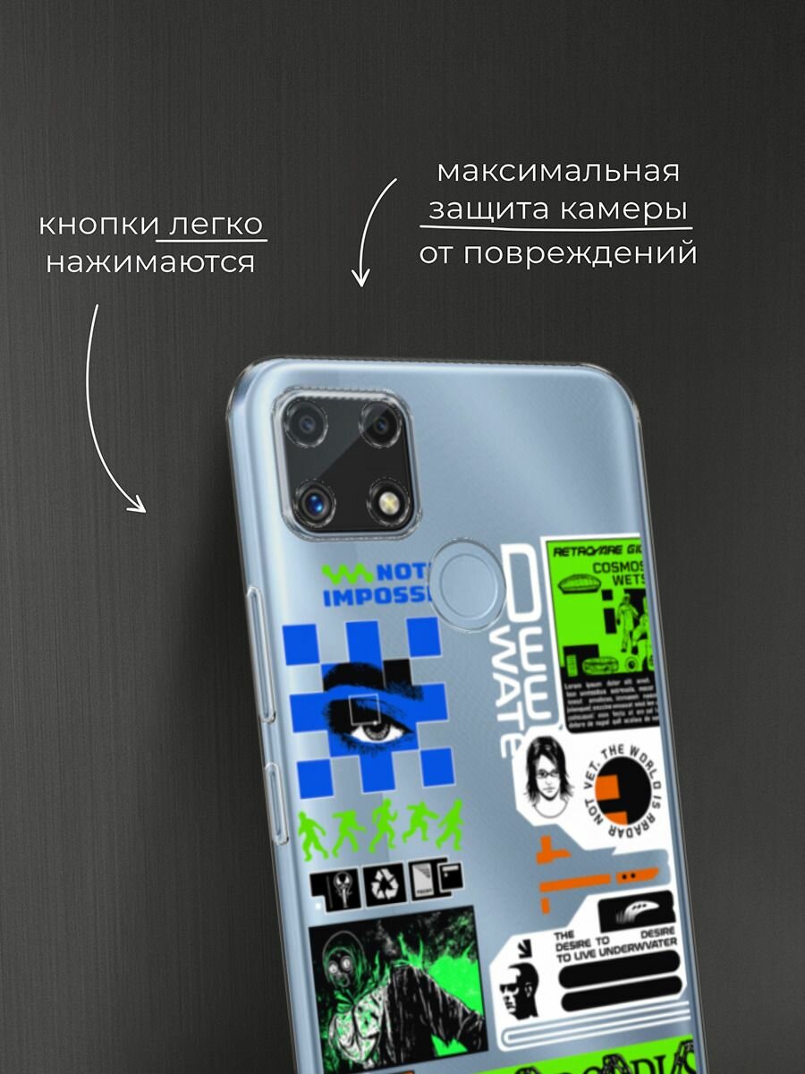 Чехол на Realme C25/C25s / Реалми С25/C25s с принтом "Nothing impossible", прозрачный — фото 1