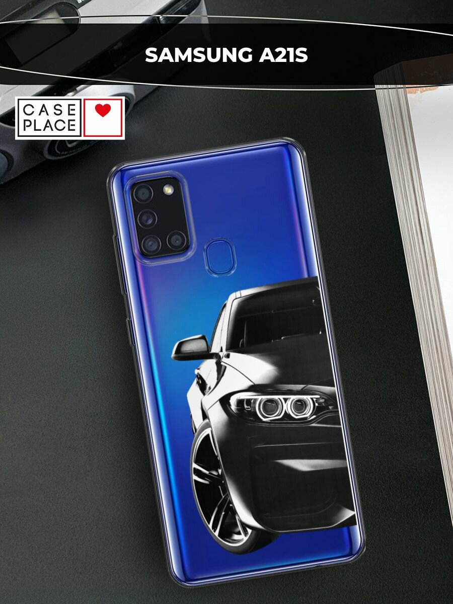 Чехол на Samsung Galaxy A21s / Самсунг Галакси A21s с принтом "Крутая черная машина", прозрачный