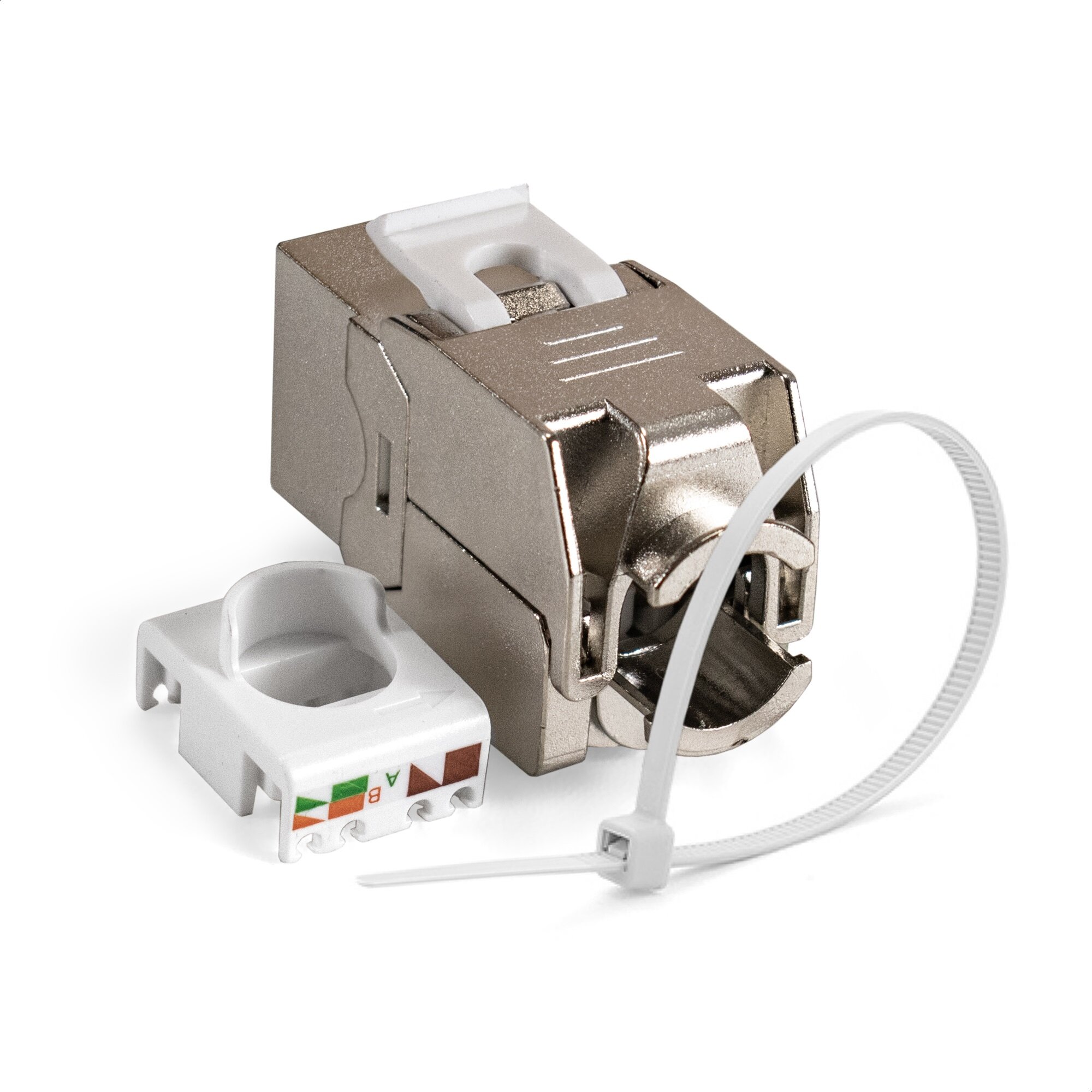 Модуль-вставка Keystone Jack RJ-45 ExeGate KJ-8P8C-SH-C5e-180-TL (Кат.5e, экранированная, 180 градусов, IDC Toolless (без инструмента)) EX297346RUS