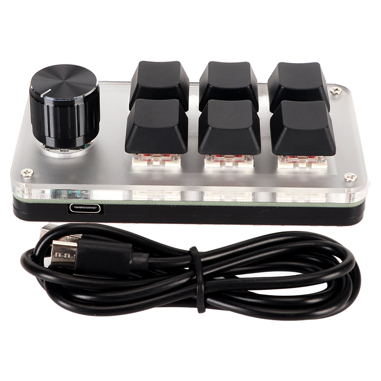 Макро -клавиатура красного переключателя и воспроизведение эргономичных настраиваемых ручек USB Mini клавиатура для настольного ПК 6 Клавиши 1 Ручка