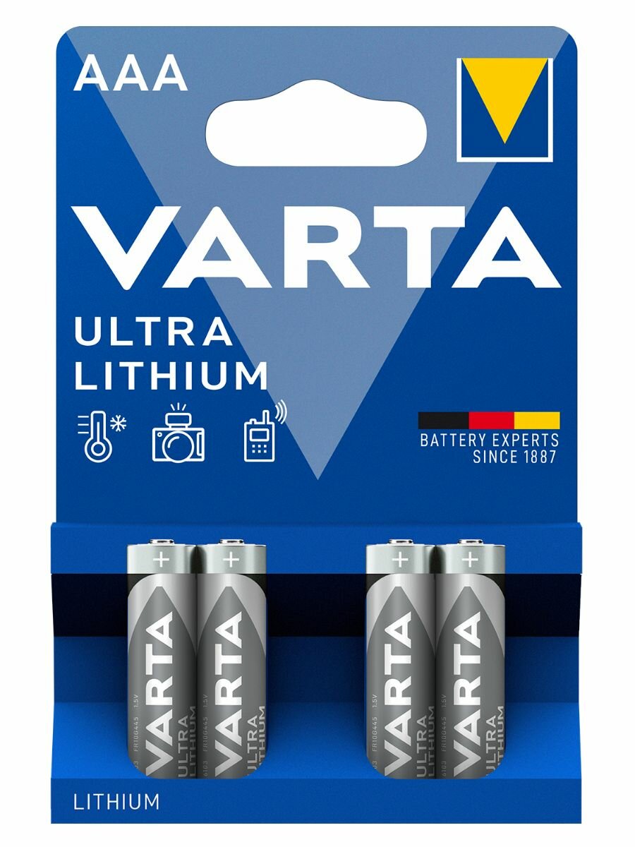 Батарейка Varta ULTRA FR03 AAA BL4 литиевая 1.5V (6103)