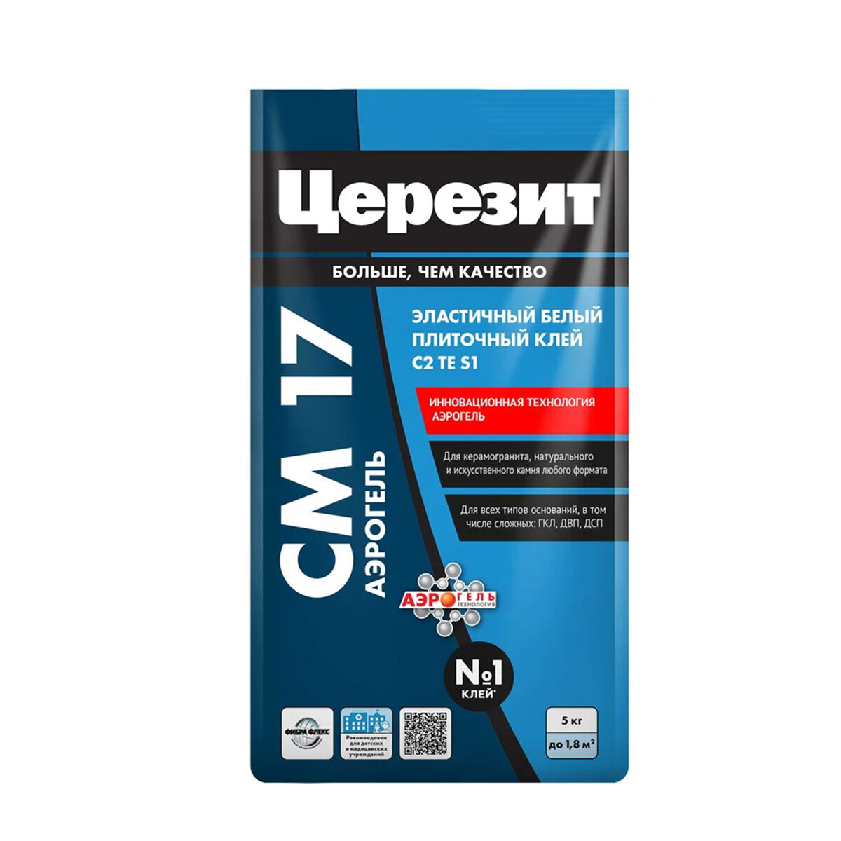 Клей для плитки Ceresit cm 17, аэрогель, пластичный, белый, 5 кг