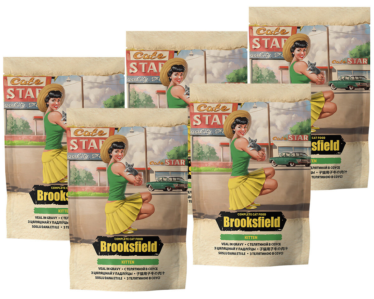 Корм влажный Brooksfield Kitten для котят, телятина, 85 г х 5 шт