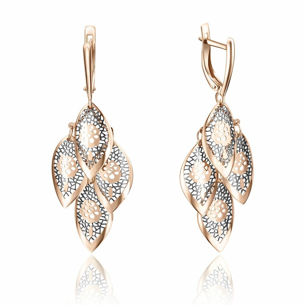 Серьги PLATINA, красное золото, 585 проба