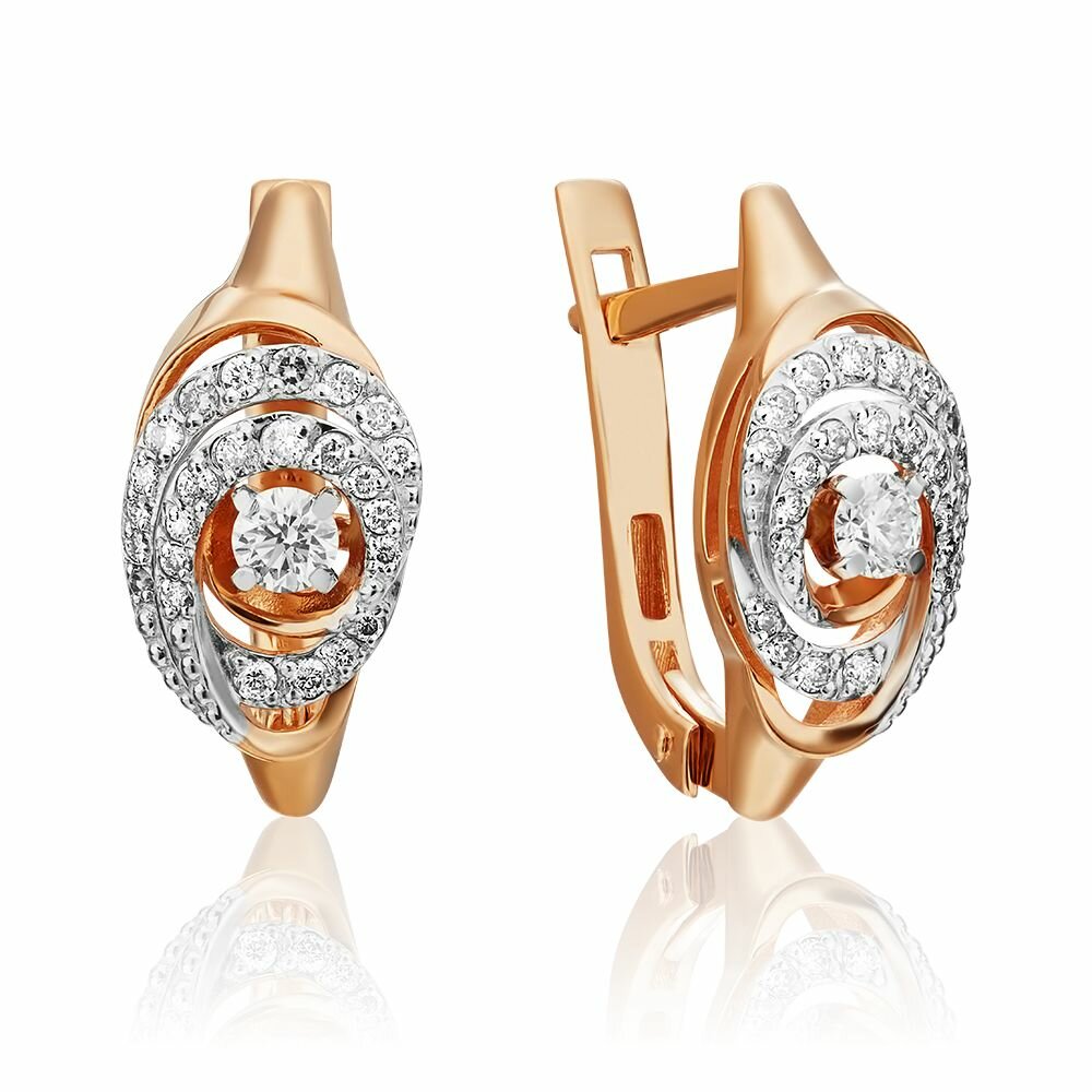 Серьги, красное золото, 585 проба, бриллиант