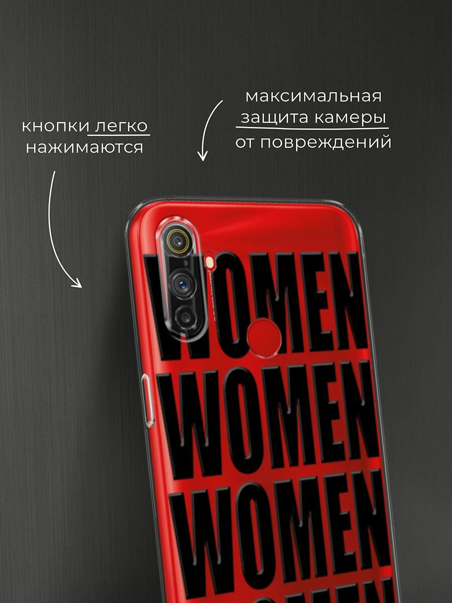 Силиконовый чехол на Realme C3 / Реалми C3 с принтом Women black — фото 1