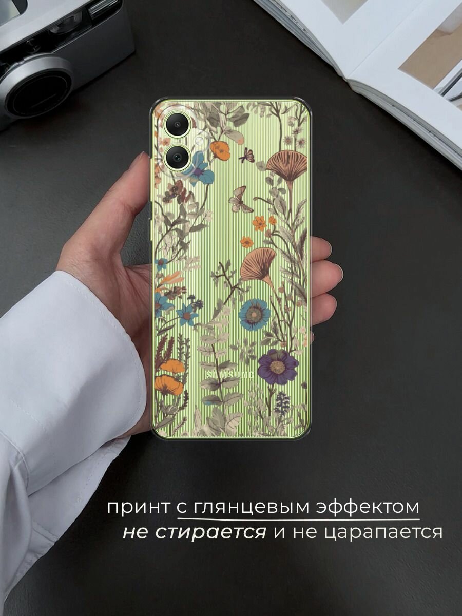 Чехол на Samsung Galaxy A05 / Самсунг Галакси A05 с принтом Сухоцветы и бабочка — фото 1