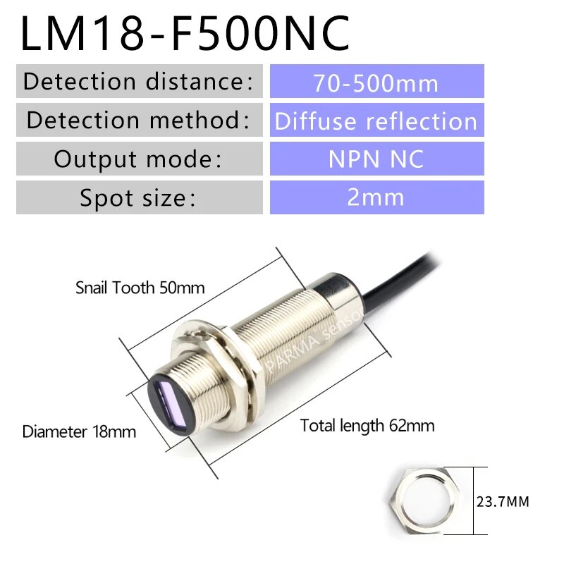 Лазерный датчик M18, фотоэлектрический датчик диффузного отражения, индукционный LM18-F500NC