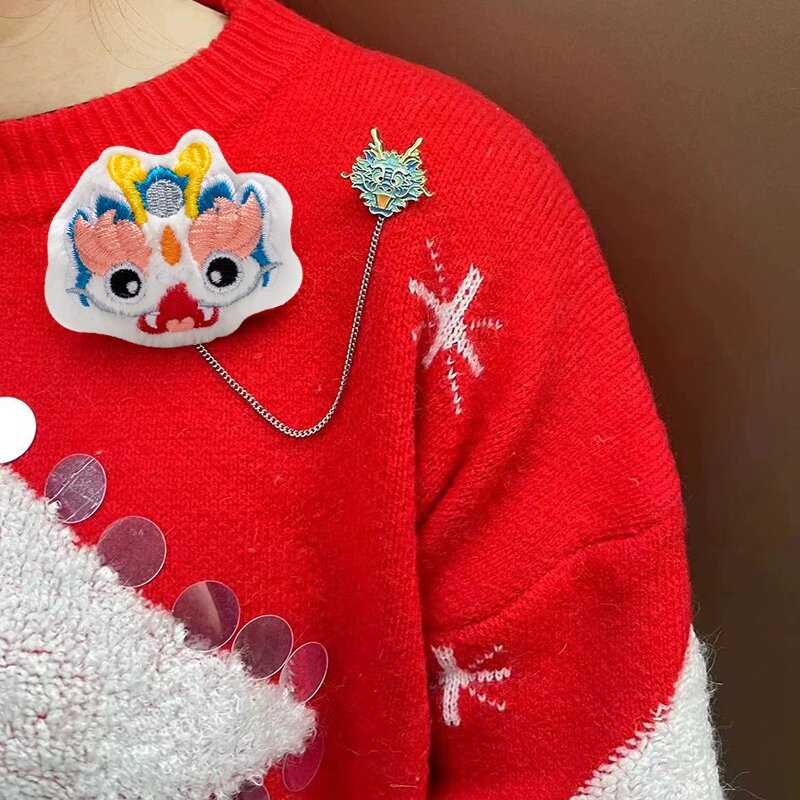 MINISO Национальный тренд, китайский стиль, брошь в виде танца льва, значок льва, праздничное креативное плюшевое украшение, новогодний подарок для мужчин и женщин