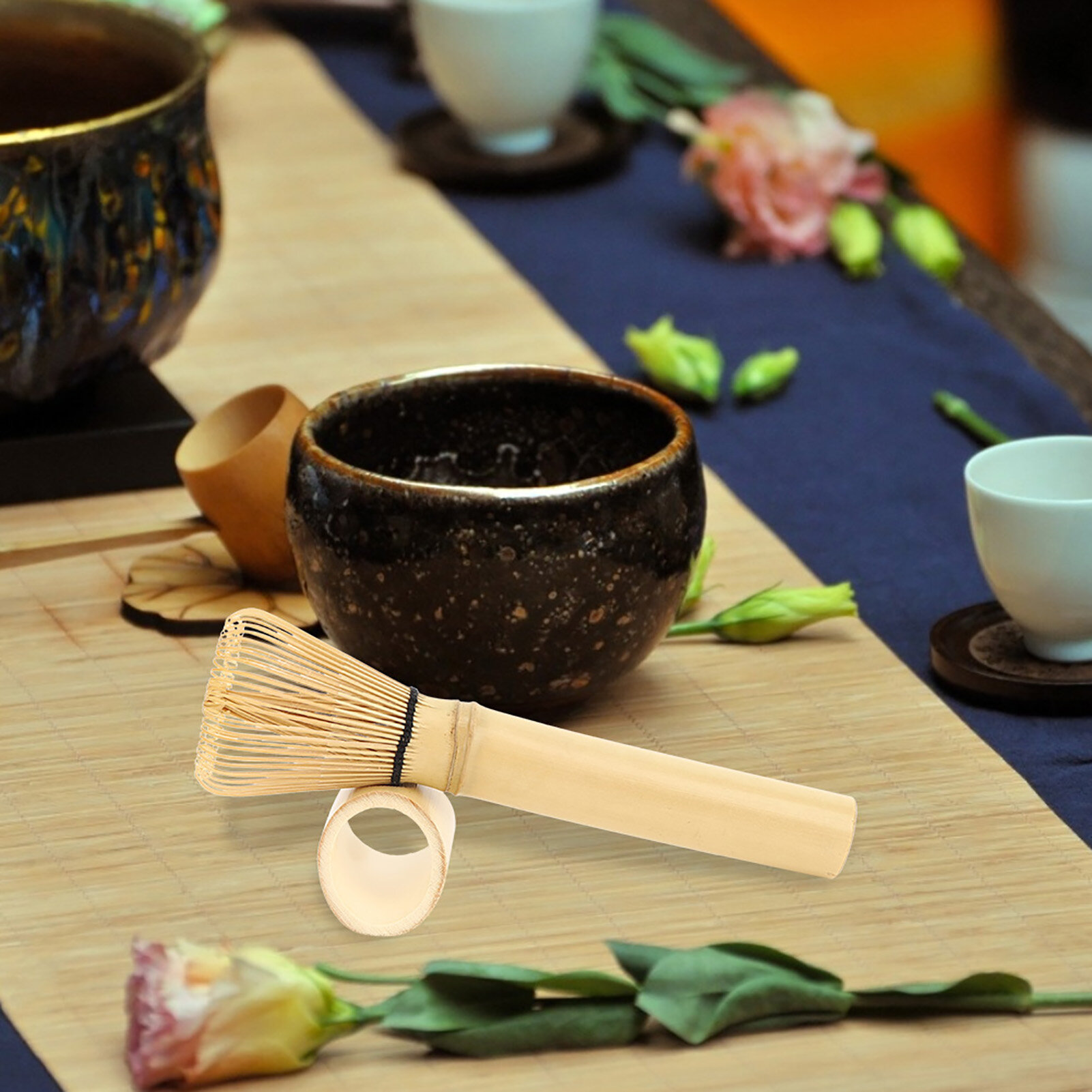 Венчик для зеленого чая Chasen Matcha из натурального бамбука, кисть для пудры с длинной ручкой, белый