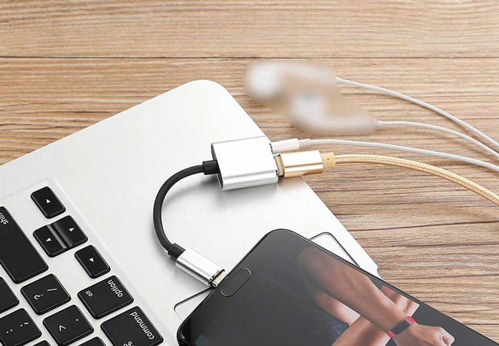 2 в 1 адаптер для зарядки аудио Type-C с портом зарядки Type-C, разъемом для наушников 3,5 мм, зарядным преобразователем USB-C, совместимым с Letv 2, смартфоном Xiaomi Huawei с интерфейсом Type-C