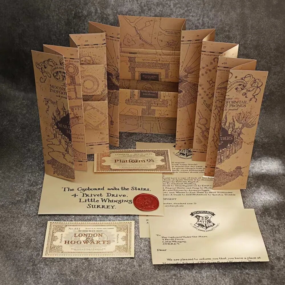 Набор Карт Мародеров, карта Хогвартс, товар Гарри Поттер, Harry Potter, косплей аксессуар, 7шт