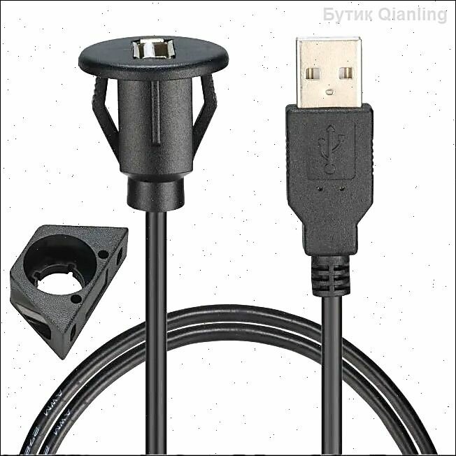 Удлинитель кабель, USB переходник, круглый, врезной, 1 м, для магнитолы