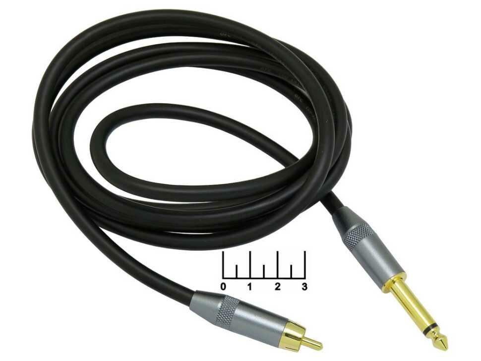 Шнур 1RCA-AUD 6.3 моно 1.8м gold металл Live Power T-03 (S1298)