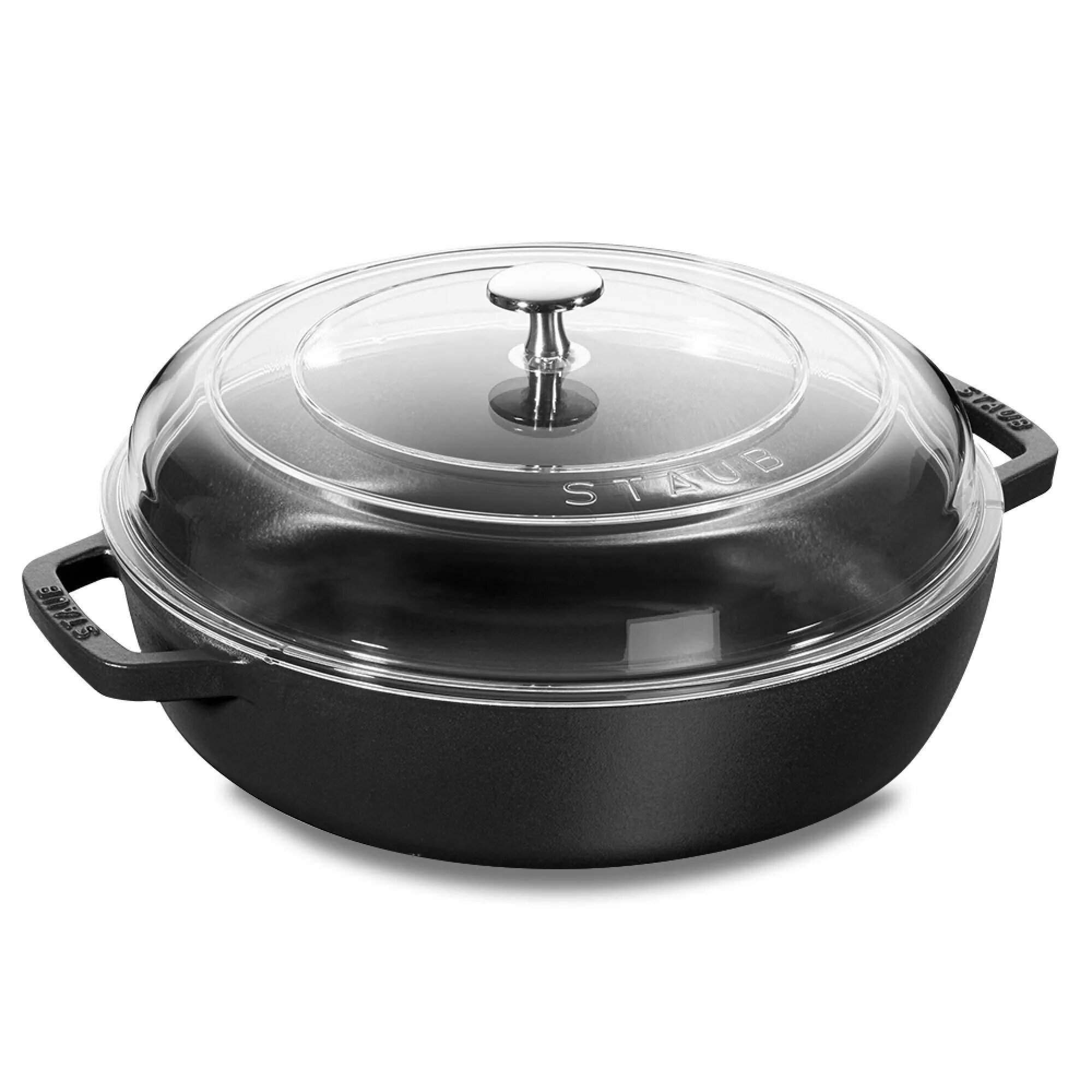 Сотейник чугунный Staub со стеклянной крышкой, 26 см, черный Франция