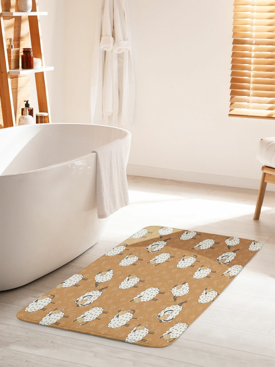 Коврик для ванной комнаты и туалета противоскользящий "Мохнатые овечки" 60х100 см, JoyArty