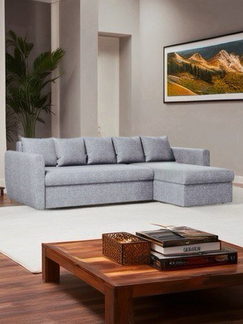 Угловой диван-кровать "Мартин" светло-серая рогожка / правый угол, 216 х 140 х 80 см