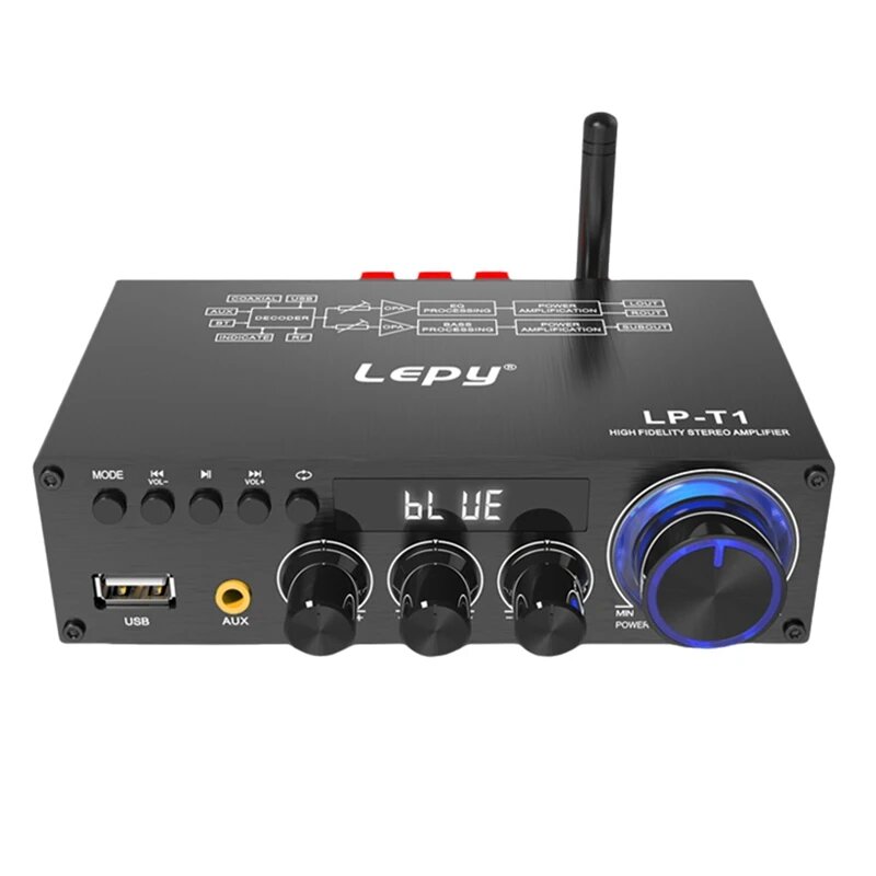 Lepy LP-T1 цифровой Hi-Fi Bluetooth усилитель коаксиальный USB-диск воспроизведение без потерь мини-цифровой усилитель 30 Втx2 + 60 Вт EU-PLUG