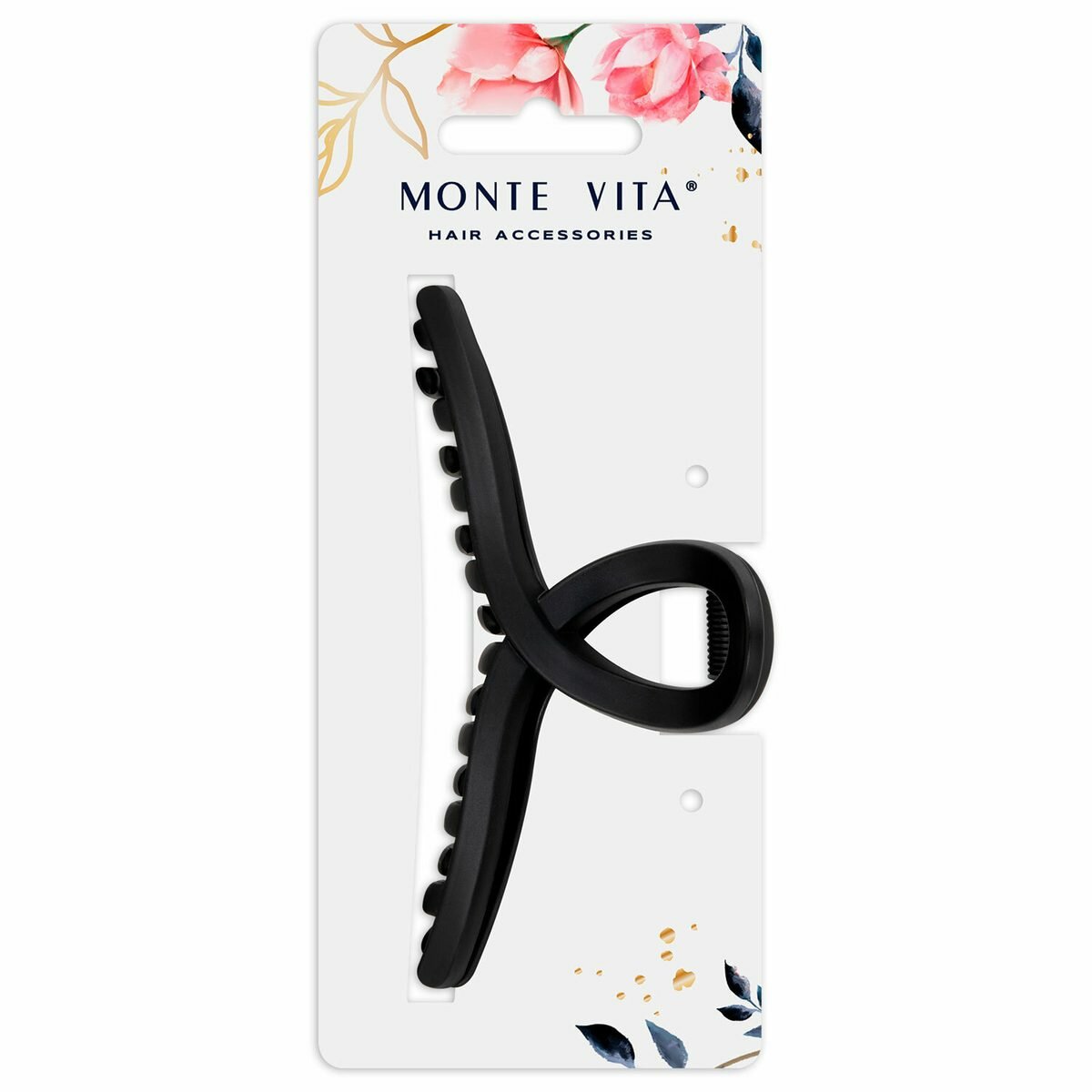 Краб для волос 11см, soft-touch, чёрный, Monte Vita, 144 уп.