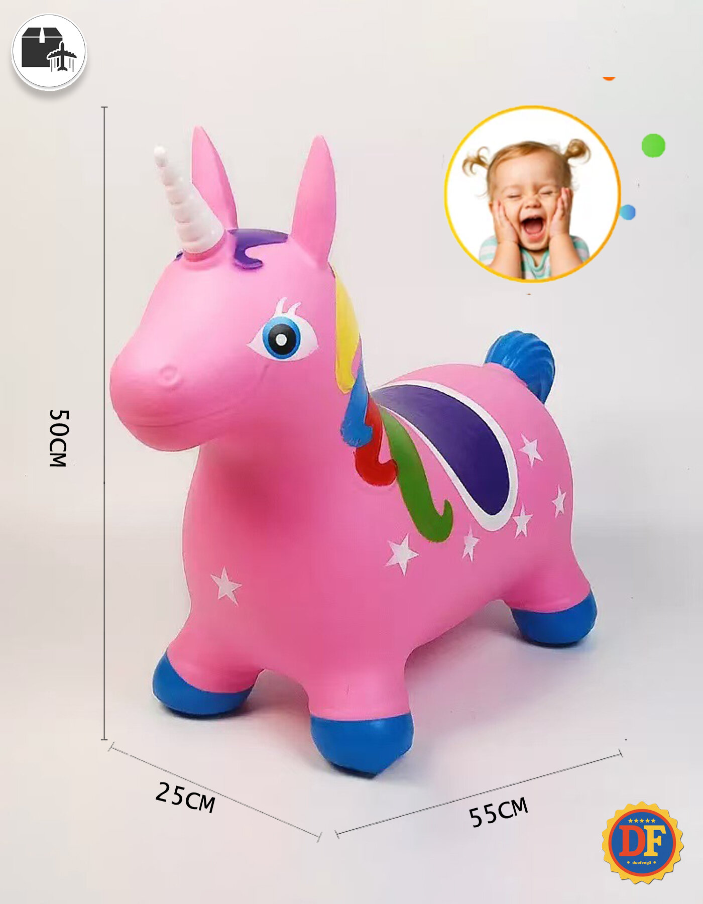 Надувная прыгающая лошадка-качалка — безопасная игрушка для развития баланса，Розовый единорог