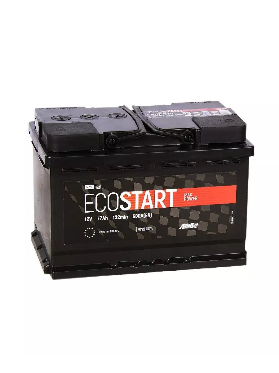 Аккумулятор ECOSTART 77L 12V 77Ач 680А 276x175x190 прям. пол.