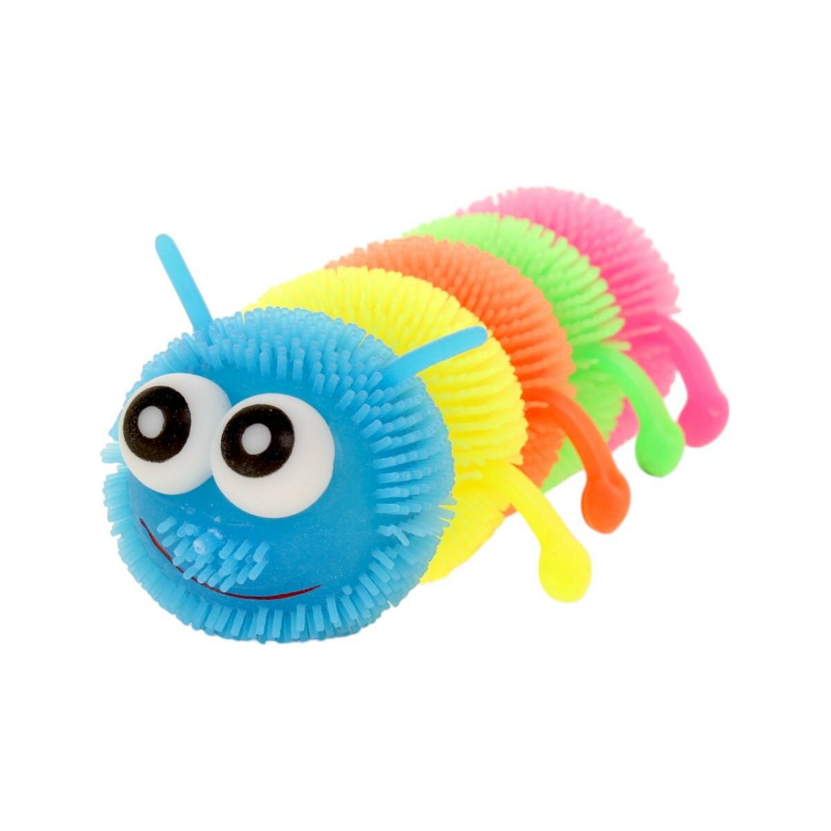 Мякиш-антистресс 'Гусеница' 18 см, 4 цвета, светится, термопластичная резина