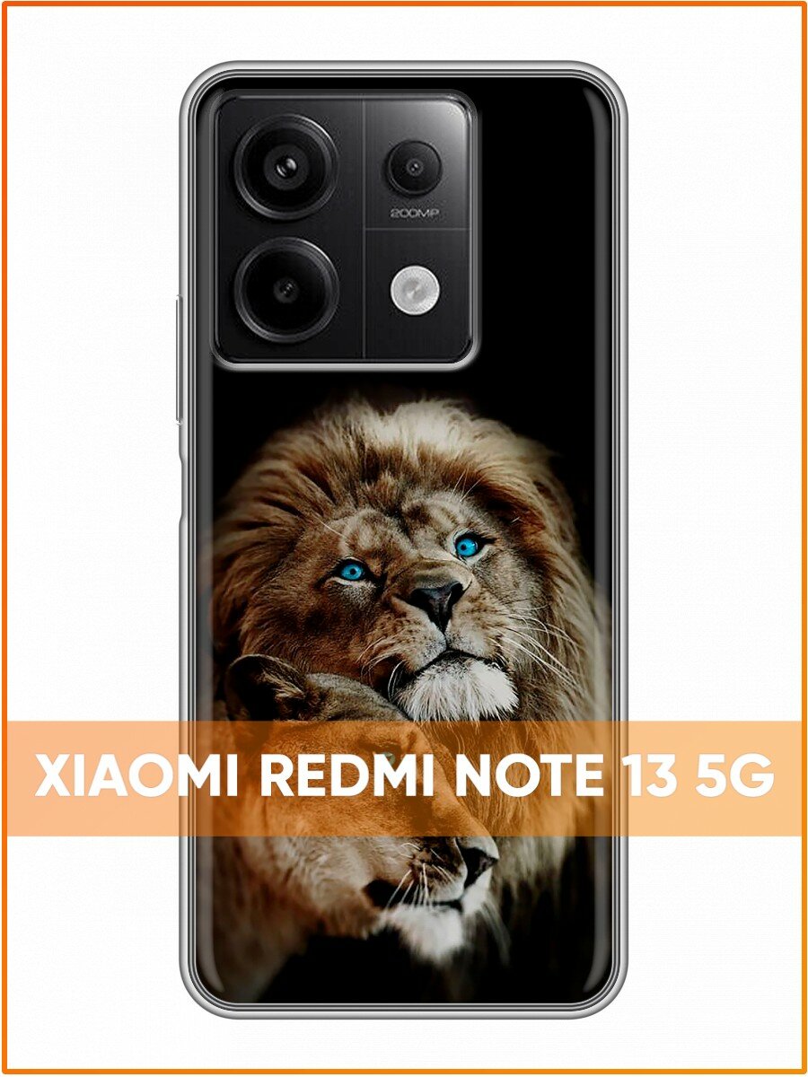 Чехол для Xiaomi Redmi Note 13 5G с принтом для мужчин со львами (Сяоми Редми Ноут 13 5G)