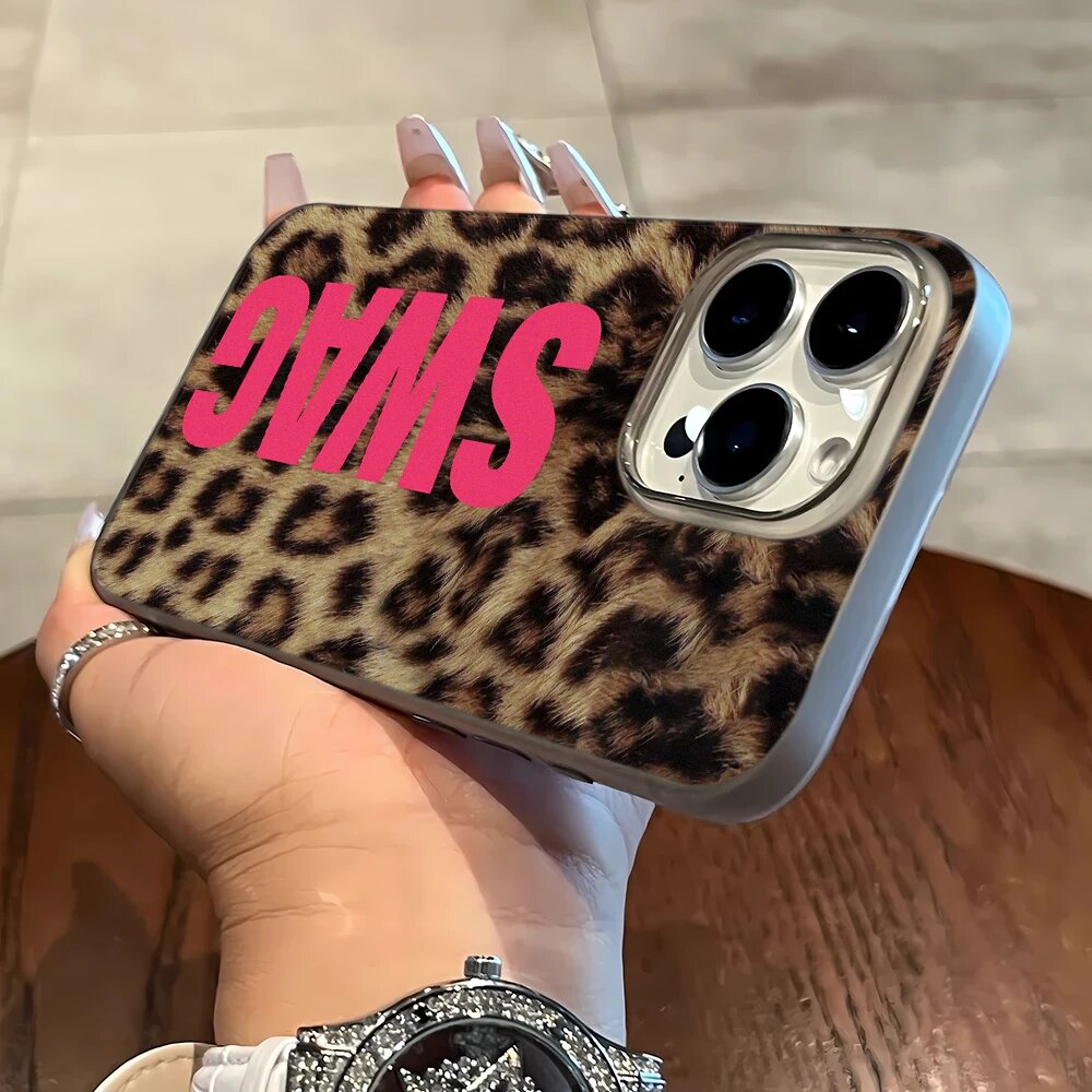 Чехол SWAG с леопардовым принтом для iPhone 17, iPhone 16 Pro Grey-WQFDD201, For iphone 14 ProMax